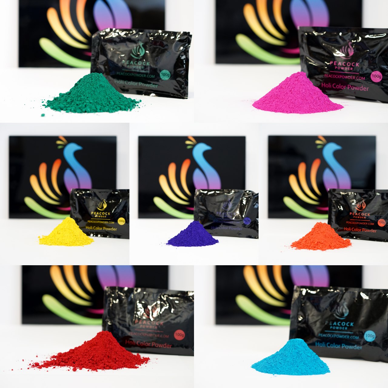 100g Packets - Assorted Color Powder [70 Count] – Peacock Powder
