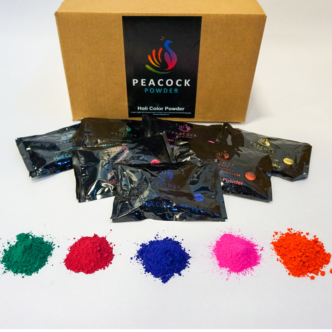 7 Pack [100g Bags] Holi Color Powder - Sample Pack – Peacock Powder